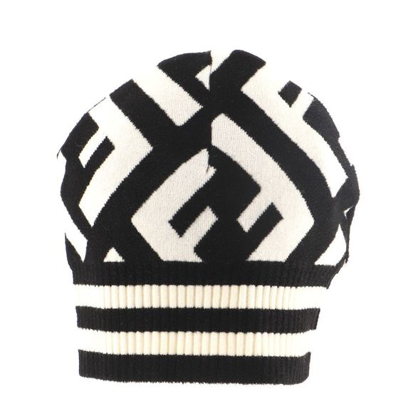 Fendi | Accessories | Fendi Beanie Zucca Wool Large Black White | Poshmark